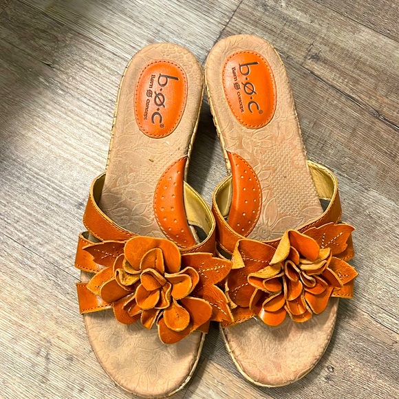 Born | Shoes | Boc Born Concept Tangerine Leather Wedge Cork Heel ...